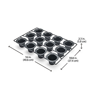 Chicago Metallic 26121 Professional 12-Cup Non-Stick Mini-Popover Pan, 16-Inch-by-10.75-Inch