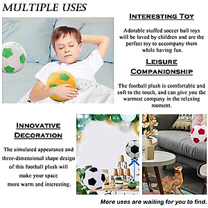 zhidiloveyou 9" Plush Soccer Ball Stuffed Toy, Plush Football Pillow Soccer Gift for Kids, White-Green