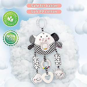 AUYYOSK 2PCS Soft Rattles for Baby,Black and White High Contrast 0-3 Months Newborn Toys,Baby Toys 0-6 Months,Infant Toys 0 3 6 12 Months