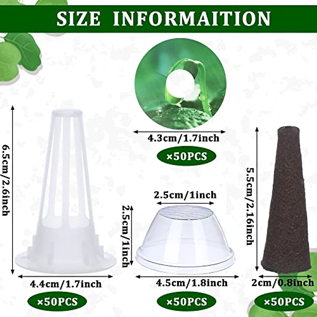 200 Pack Plant Seed Starter Sponges Kit Hydroponic Growing Seed Pods Kit Include 50 Plant Grow Baskets, 50 Seed Pot Label, 50 Plant Grow Sponges 50 Transparent Lids for Hydroponic Indoor Garden System