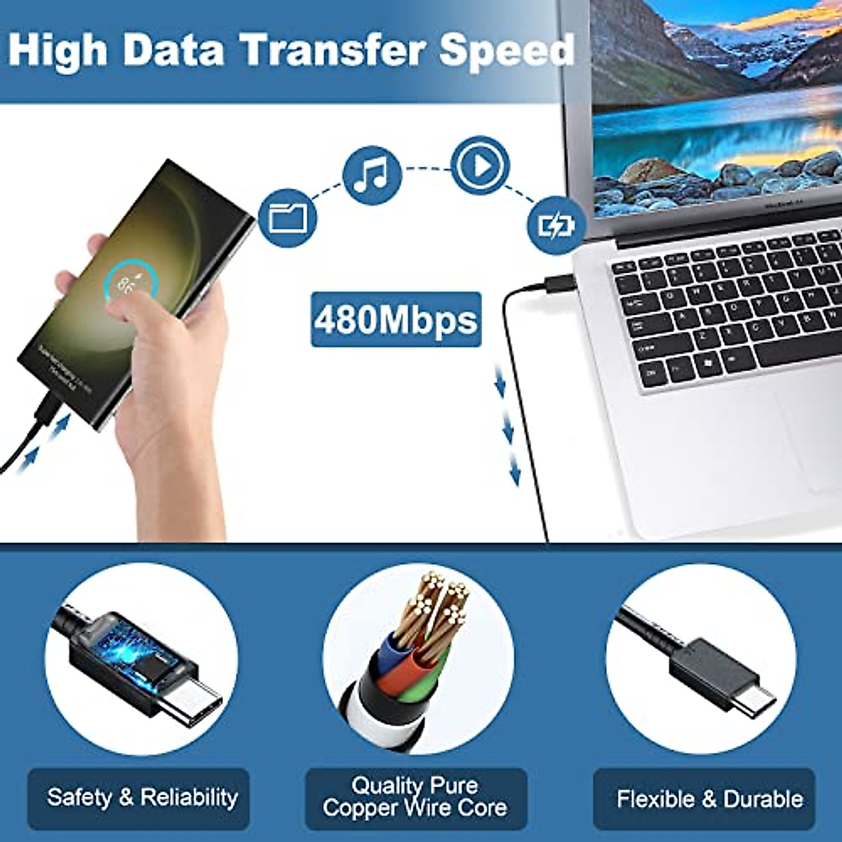 Super Fast Charger Type C, 25W USB C Wall Charger Fast Charging for Samsung Galaxy S23 Ultra/S23/S23+/S22/S22 Ultra/S22+/S21 Ultra/S20 Ultra/Note 20/Note 10/Z Fold 3 with 10FT C Charger Cable 2Pack