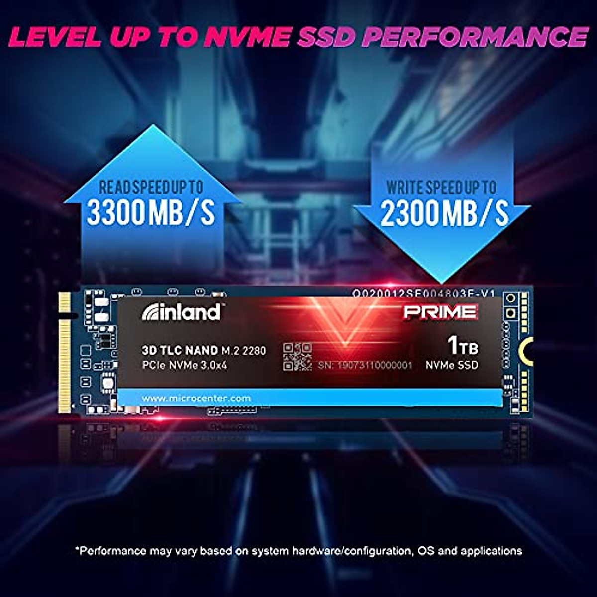 INLAND Prime 500GB NVMe M.2 PCIe Gen3x4 2280 Internal Solid State Drive TLC 3D NAND SSD - Up to 3300 MB/s, 3D NAND, Storage and Memory for Laptop & PC Desktop