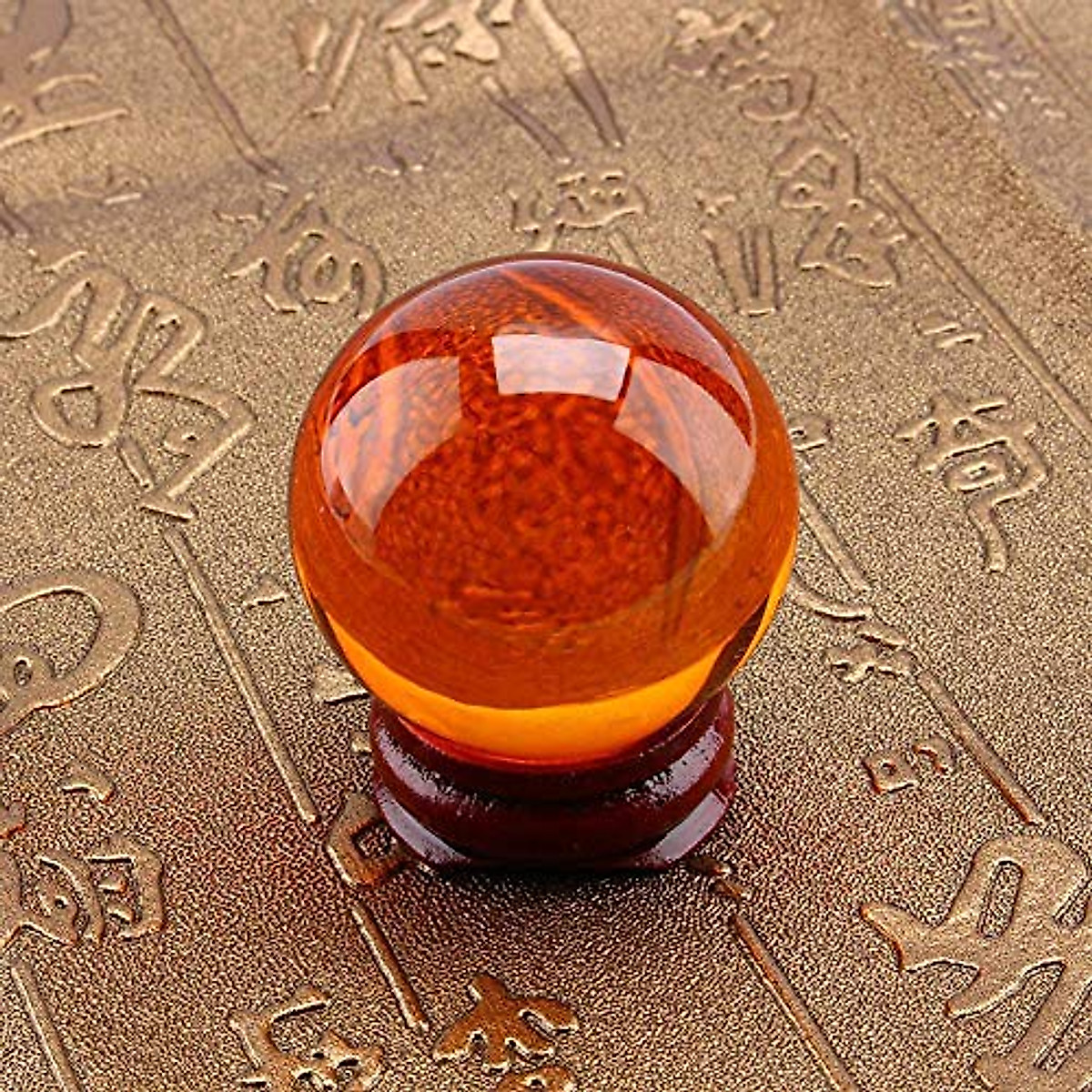 40 MM Citrine Crystal Sphere Ball, Feng Shui Crystal Natural Transparent Crystal Ball Citrine Quartz Crystal with Holder for Wealth