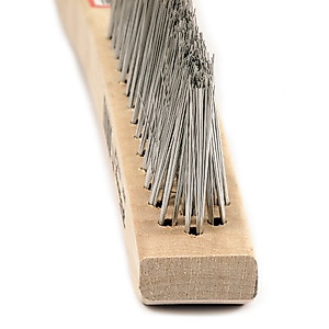 Forney 70523 V-Groove Stainless Steel Wire Brush, with Wood Handle, 13-3/4-Inch-by-.014-Inch