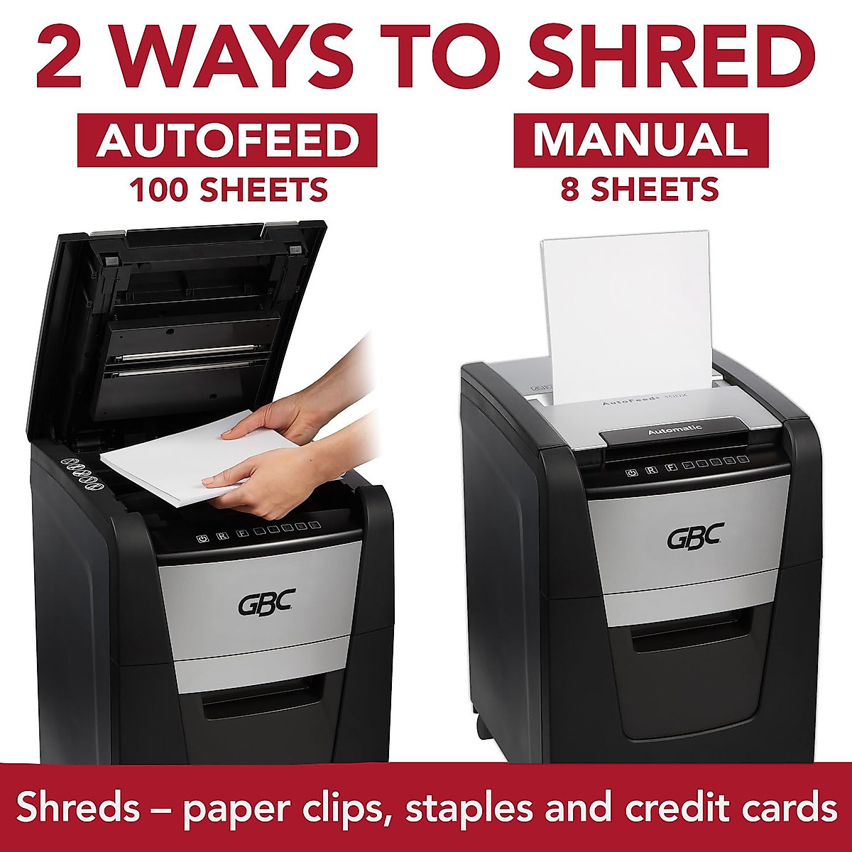 GBC Paper Shredder, Auto Feed+, 100 Sheet Capacity, Super Cross-Cut, Home Office Shredder, 100X (WSM1757602)