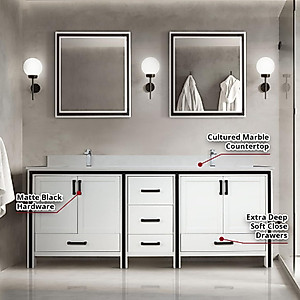 Bell+Modern Augustine 80 in W x 22 in D White Double Bath Vanity