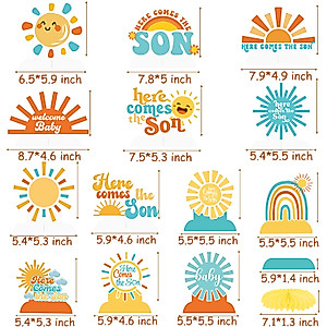 Here Comes The Son Honeycomb Centerpieces Here Comes The Son Baby Shower Decorations 13Pcs Sun Centerpieces for Table Sunshine Baby Shower Supplies Boho Sun Rainbow Party Table Decoration