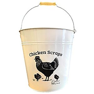 Chicken Scraps Bucket to collect your leftover food to feed your hens, roosters, feathered ladies, chicken friends chicks, free-ranged chickens, roos, or whatever you call your chickens (Chicken)