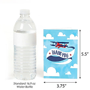 Big Dot of Happiness Taking Flight - Airplane - Vintage Plane Baby Shower or Birthday Party Thank You Cards (8 count)