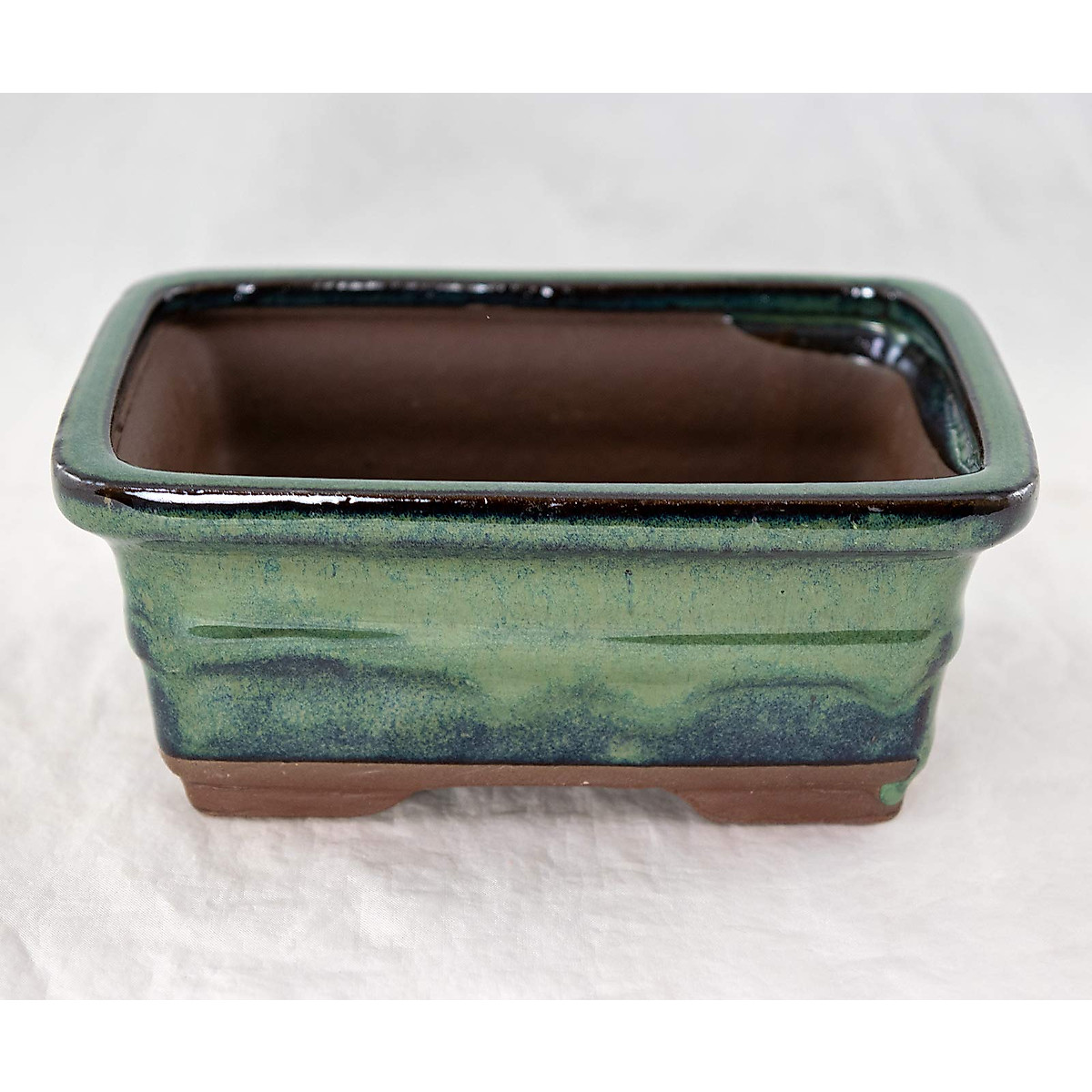 Calibonsai 6inch Rectangular Green Bonsai Succulent Pot Soil Tray Rock Mesh Kit