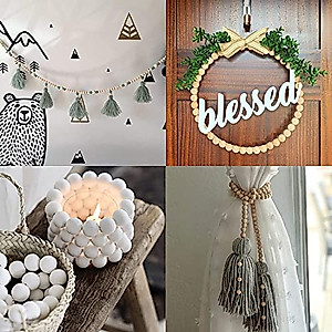 UOONY 800pcs Wooden Beads for Crafts 7 Sizes Unfinished Natural Wood Beads Wooden Beads Bulk 6mm, 8mm, 10mm, 12mm, 14mm, 16mm, 20mm Beads for Garland Macrame Jewelry Making DIY Farmhouse Decor