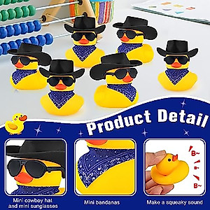 32 Set Mini Cowboy Rubber Duck with Cowboy Hat Scarf and Sunglasses Mini Yellow Duckies Bath Party Toy Mini Squeak Duck Bathtub Toys for Swimming Pool Baby Shower Birthday Party Gifts Decor (Black)
