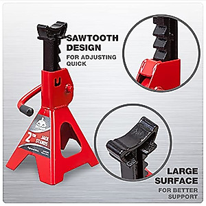 Jack Boss Jack Stands 2 Ton (4,400 LBs) Low Profile Lifting Car Stand, Fit Use for Cars Automotive Sedans, Red, 2 Pack
