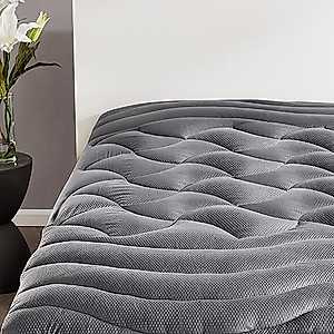 SLEEP ZONE Cooling Mattress Topper California King, Premium Zoned Cool Mattress Pad Cover, Padded Mattress Protector Breathable Washable, Deep Pocket 8-21" (Grey, Cal King)