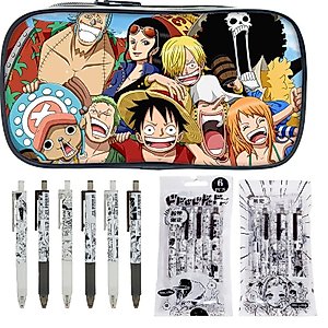 Generic TopGlam Set 7ps Anime Characters Pouch Pens in a Bag Pencil Case Stationery Box with Zipper Cartoon School Supply Christmas Birthday Back to School Gift for Kids Children's Day Girls Boys