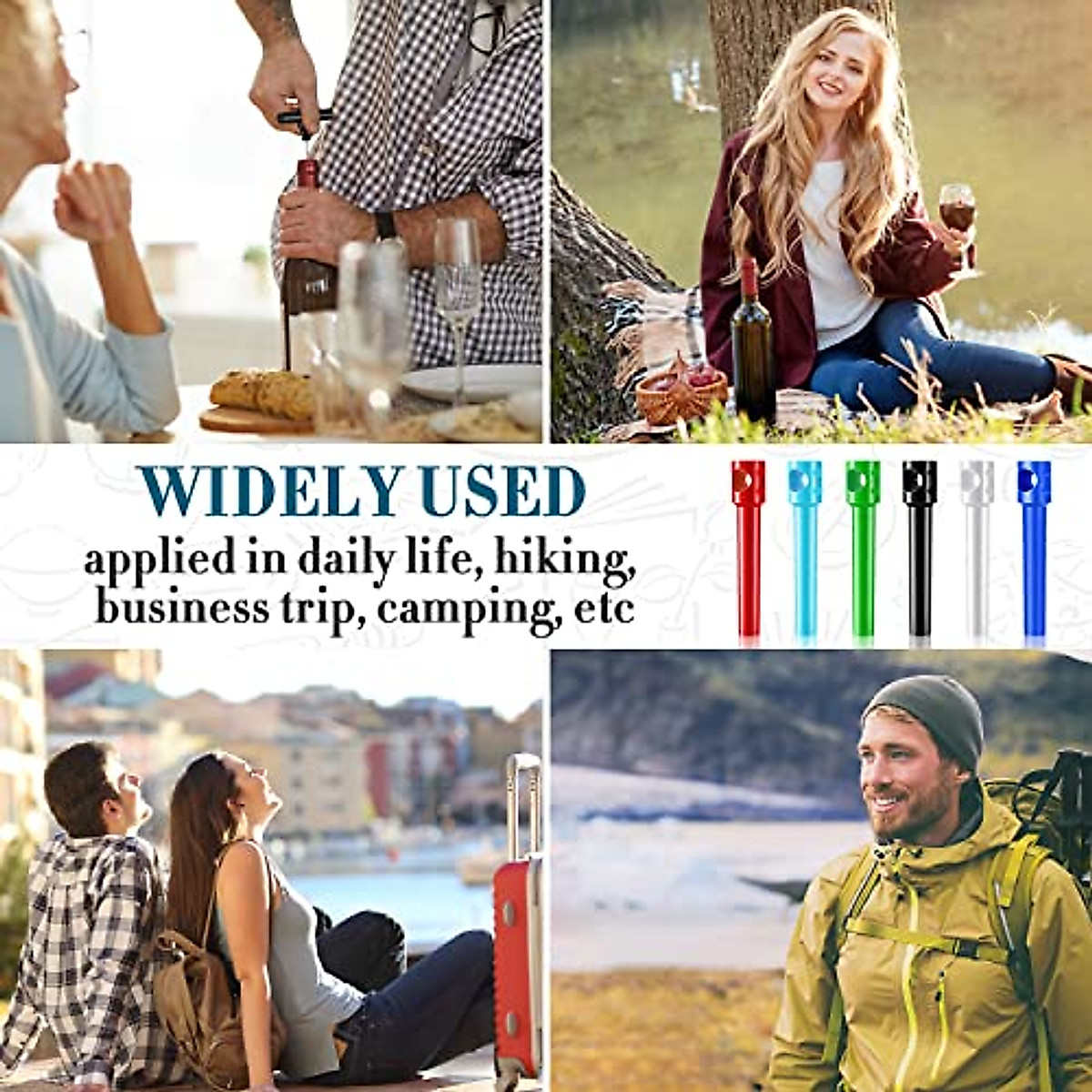 6 Pcs Travel Pocket Wine Corkscrew Portable Wine Opener Plastic Wine Cork Opener Mini Camping Cork Screw for Restaurant Wine Bottle Camping Travel Gift
