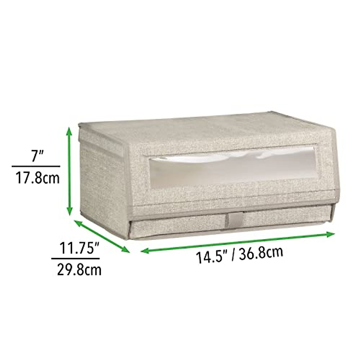 mDesign Large Fabric Closet Shoe Storage Box w/Clear Window - Shoe, Sandal, Sweater, Linen, Clothes Organizer - Boot Storage Solutions - Shoe Bin - Lido Collection, 8 Pack, Linen/Tan