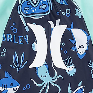 Hurley baby boys Long Sleeve Rash Guard Coverall One Piece Swimsuit, Navy/Aurora Green, 24 Months US