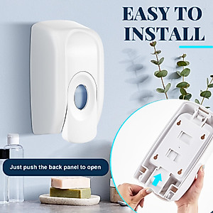 Hushee 2 Pcs Manual Foam Soap Dispensers, 1000ml (35oz), Commercial Refillable Foaming Soap Dispenser Adhesive Hand Sanitizer Soap Dispenser Wall Mounted for Bathroom Support(White)