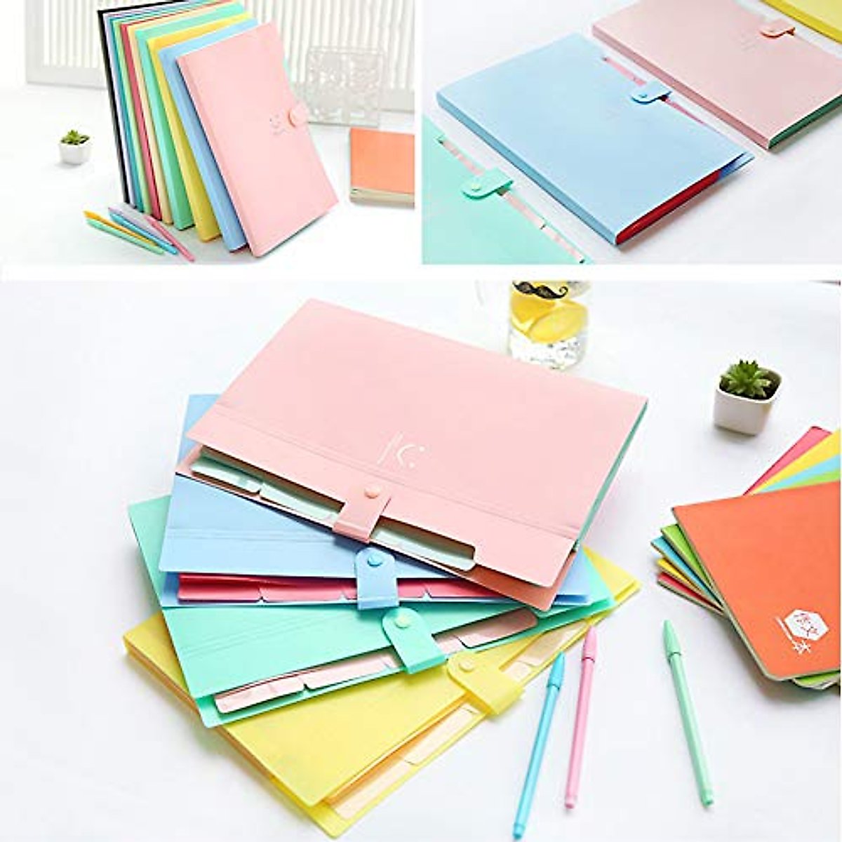 Expanding File Folders, Plastic A4 Letter Size Document Organizer with File Folder Labels for School Office Home (Yellow)