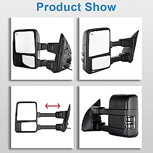 ECCPP Towing Mirrors Replacement fit for Ford for F250 for F350 for F450 for F550 Power Heated Signal Pair Mirrors 2008 2009 2010 2011 2012 2013 2014 2015 2016