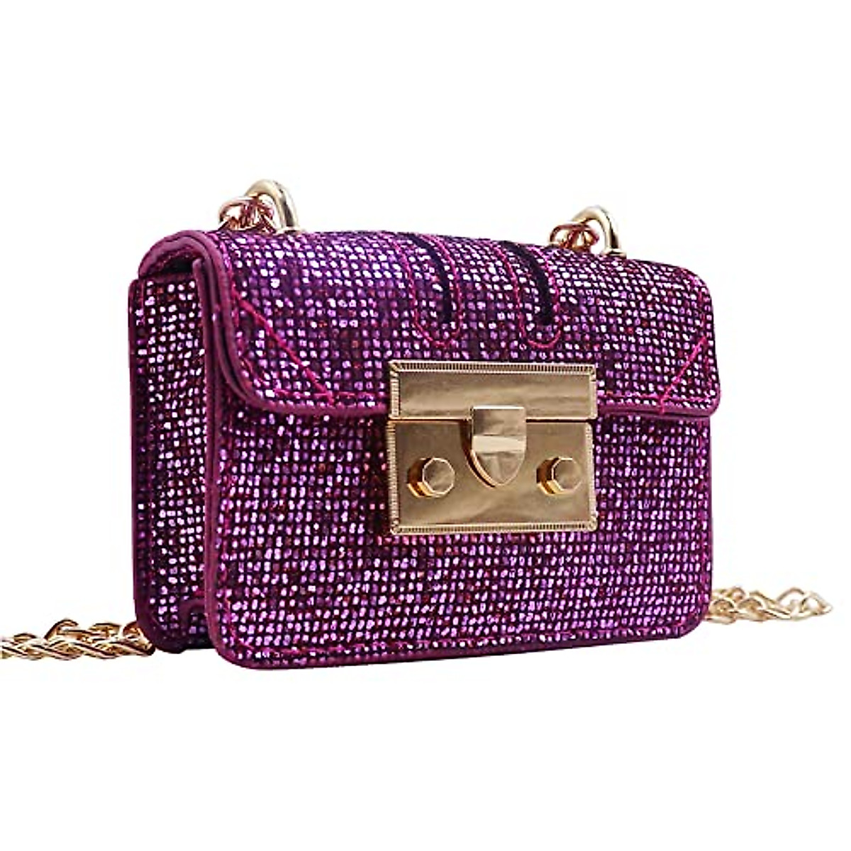 RARITYUS Sparkly Sequin Evening Bag for Women Glitter Crossbody Bag Clutch Shoulder Handbag with Chain Strap