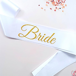 Magnusson's Garden Bride Sash, White and Gold Glitter Bachelorette Party Sash for Future Mrs, Bridal Shower Sash, In My Bride Era Wedding Party Decorations and Supplies