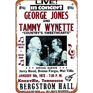George Jones and Tammy Wynette Vintage Concert Poster Iron On Transfer #2 Poster Retro Metal Tin Vintage Sign 12 X 8 Inch Bar Music Club Man Cave Room Wall Decor