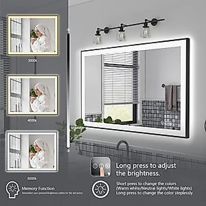 CHARMOR 40x24 LED Bathroom Mirror with Lights, Dimmable Framed Bathroom Vanity Mirror, Backlit and Front Lighted, Anti-Fog (Horizontal/Vertical)