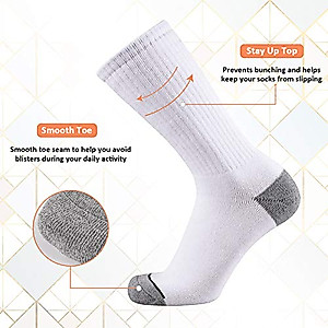 Heatuff 12 Pairs Men's Cotton Performance Athletic Crew Extra Heavy Cushion Socks
