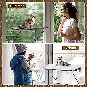 LSAIFATER Cat Window Perch with Supported Under Metal, Cat Hammock with Spacious and Comfortable Pet Bed for Kittens & Large Cats, Cat Gifts for Your Beloved Cat