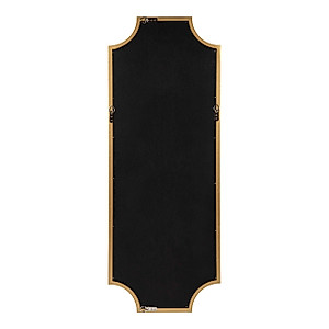 Kate and Laurel Hogan Wood Framed Full-Length Wall Mirror with Scallop Corners, 18x48 Inches, Gold