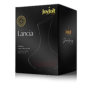 JoyJolt Lancia Wine Decanter Crystal Wine Aerator Handmade Base Glass Pitcher Ultra Elegant Design Easy Pour Slanted Spout for Wine 1200ml (40 fl.oz)