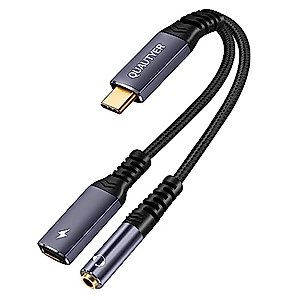 USB c Headphone Adapter,USB C to 3.5mm Headphone and Charger Adapter,USB C to AUX Mic Jack with PD 60W Fast Charging for Samsung Galaxy S20 S21 21 S22 22 iPad Pro Air 4 5 Mini 6 (2 in 1)