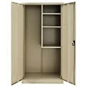 Global Industrial Assembled Janitorial Cabinet, 36x18x72, Tan