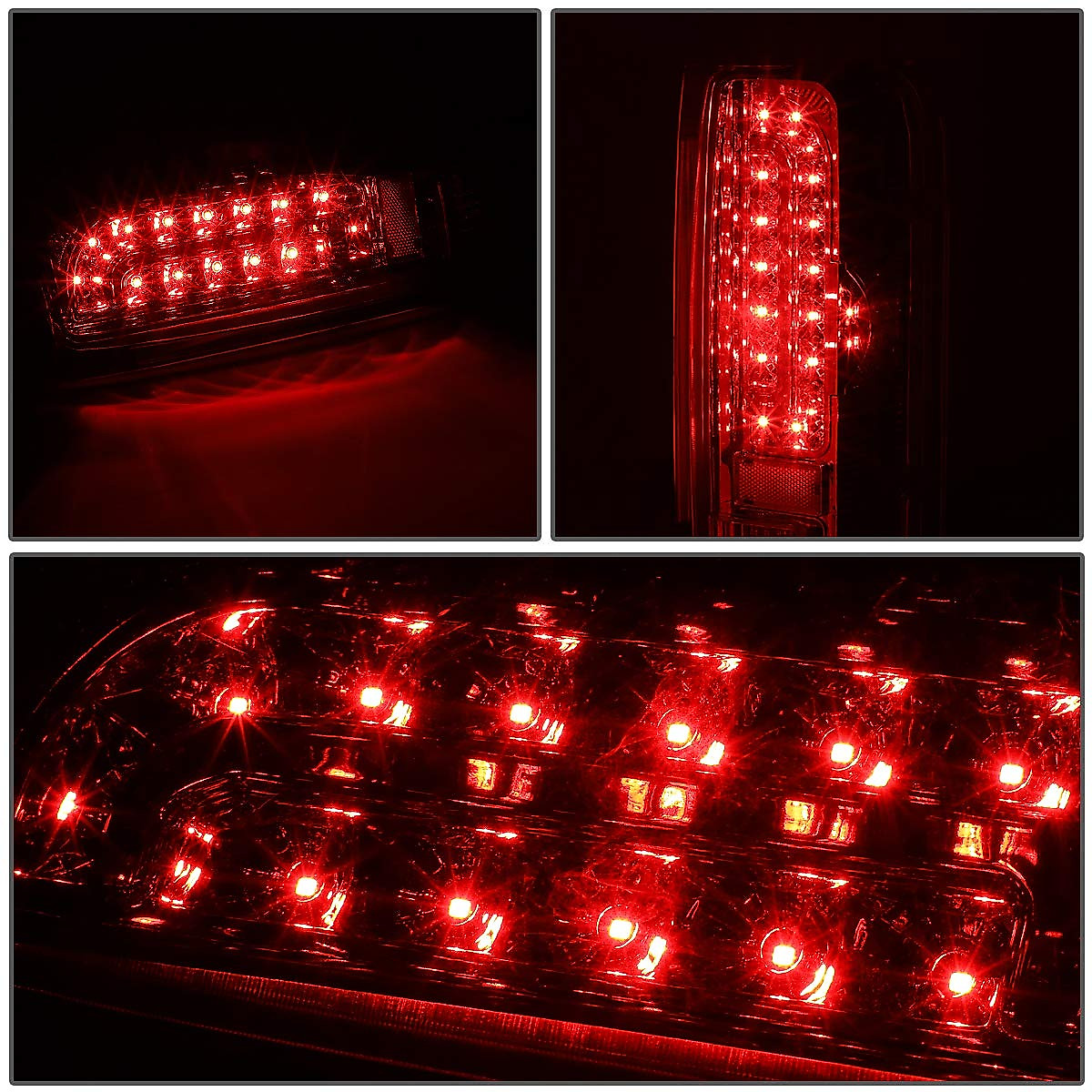 DNA MOTORING TL-F15094-LED-CH-RD LED Tail Light Assembly Driver & Passenger Side [Compatible with 90-96 Ford F150 / 90-97 F250 / 90-97 F350 / 90-96 Bronco]