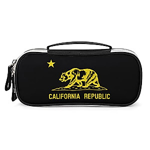 California Republic Printed Pencil Case Bag Stationery Pouch with Handle Portable Makeup Bag Desk Organizer