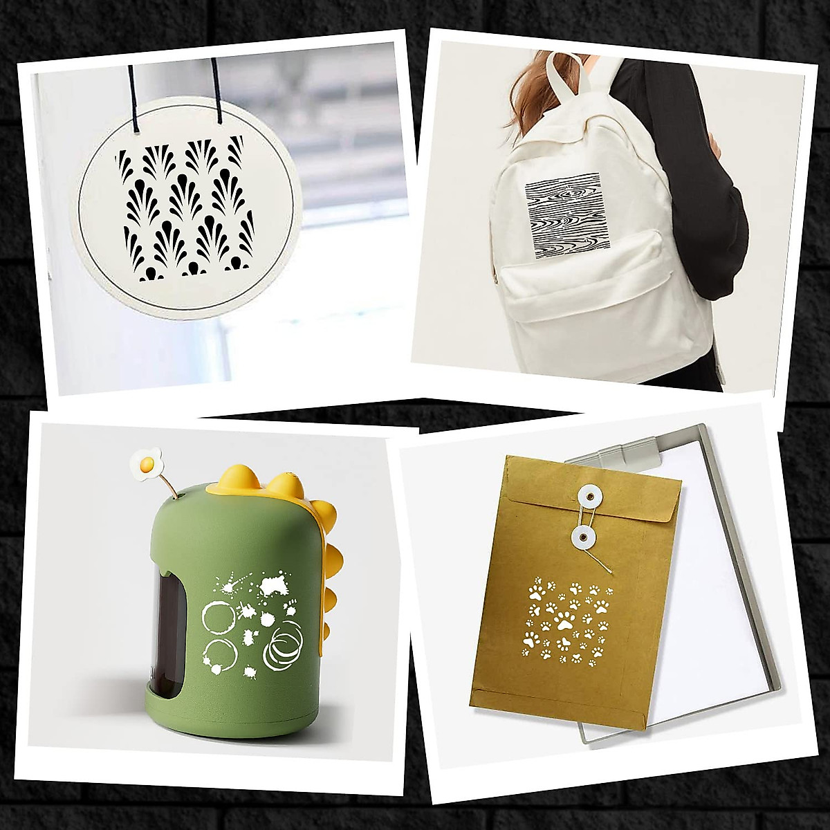 6 Inch Wall Texture Stencils for Painting, 25 Pieces Reusable DIY Modern Wall Stencil Mixed Crackle Marble Background Camo Spray Paint Art Templates for Wood Canvas Paper Floor Tile(Wall)