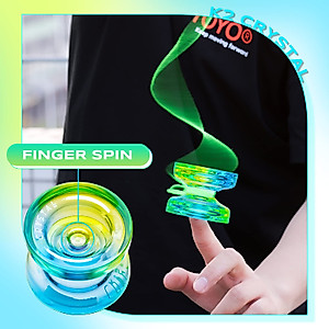 MAGICYOYO Responsive Yoyo for Kids Beginners, Dual Purpose Yo Yo K2 Unresponsive Yo-yo for Finger Spin Tricks Intermediate Play+12 Yoyo Strings+Bearing Tool +Storage Case(Blue Yellow)