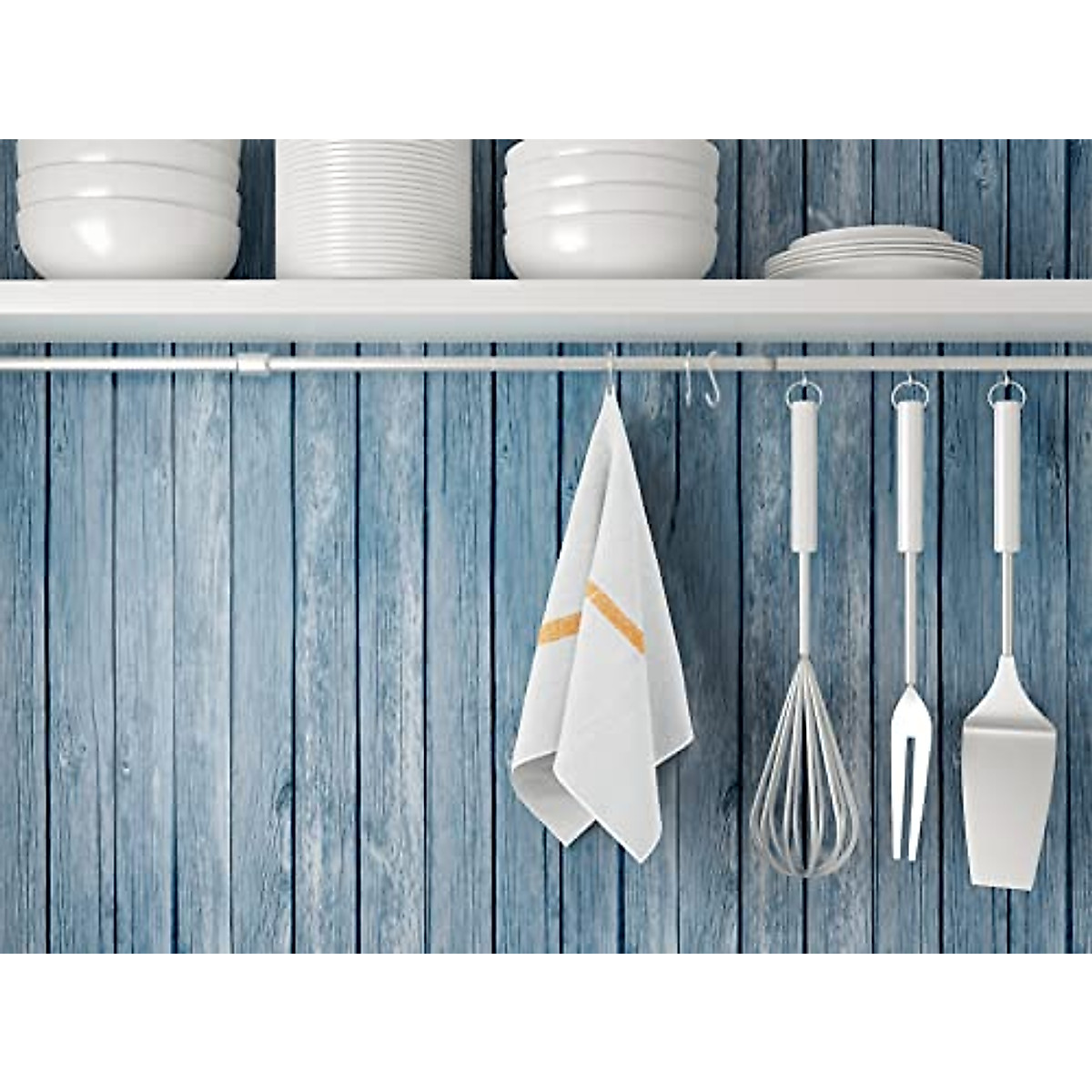 12 PC New Cotton Blend White Restaurant Bar Mops Kitchen Towels (1 Dozen) (12, Gold Stripe)