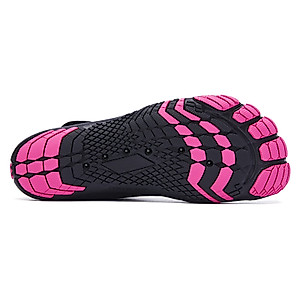 Racqua Mens Womens Water Shoes Quick Dry Barefoot Lightweight Shoes Beach Swim Sport Shoes Hiking Pool Surfing Diving Aqua Shoes Black/Rose 9.5 Women/8.5 Men