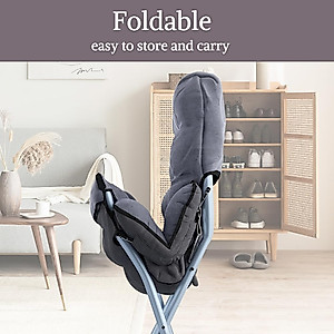 Yfybed Lazy Chair with Ottoman, Foldable Modern Lounge Chair with Footrest & Armrest, Reclining Leisure Sofa Armchair Cozy Reading Chair for Bedroom/Office/Hosting/Living Room/Dorm Rooms/Garden, Grey