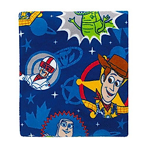 Disney Toy Story 4 - Blue, Green, Yellow and Red Super Soft Plush Toddler Blanket
