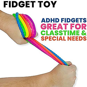 BUNMO Stretchy Sensory Toys Super Bundle - 6 Original Stretchy Strings & 6 Textured Fidget Toys (12 Strings)