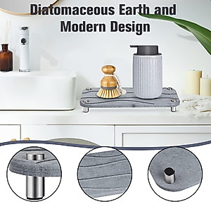 Kitchen Sink Caddy, Water Absorbing Stone Tray for Sink, Dries Instantly Kitchen Sink Organizer with Stainless Steel Feet Sink Tray for Soap Water Bottles Candles Protection Modern Home 2PCS