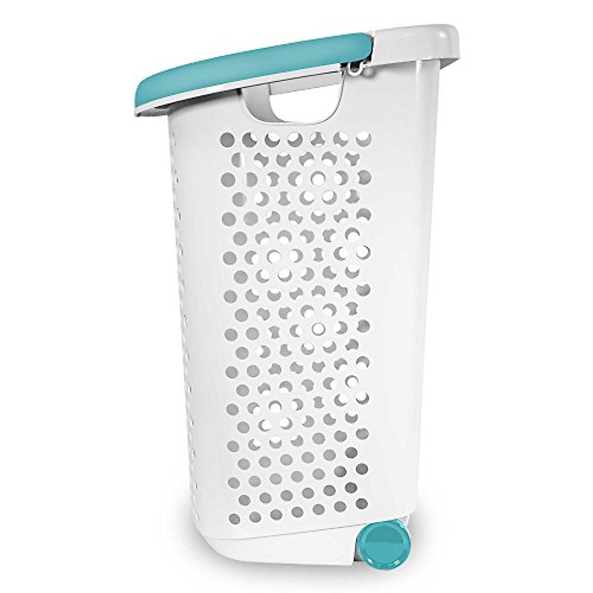 Home Logic 2.0-Bu. Rolling Laundry Hamper Container Bin Storage in White Features Pop-Up Handle, Hole Pattern for Ventilation, Built-in Wheels to Maneuver (1, 2.0-Bu.)