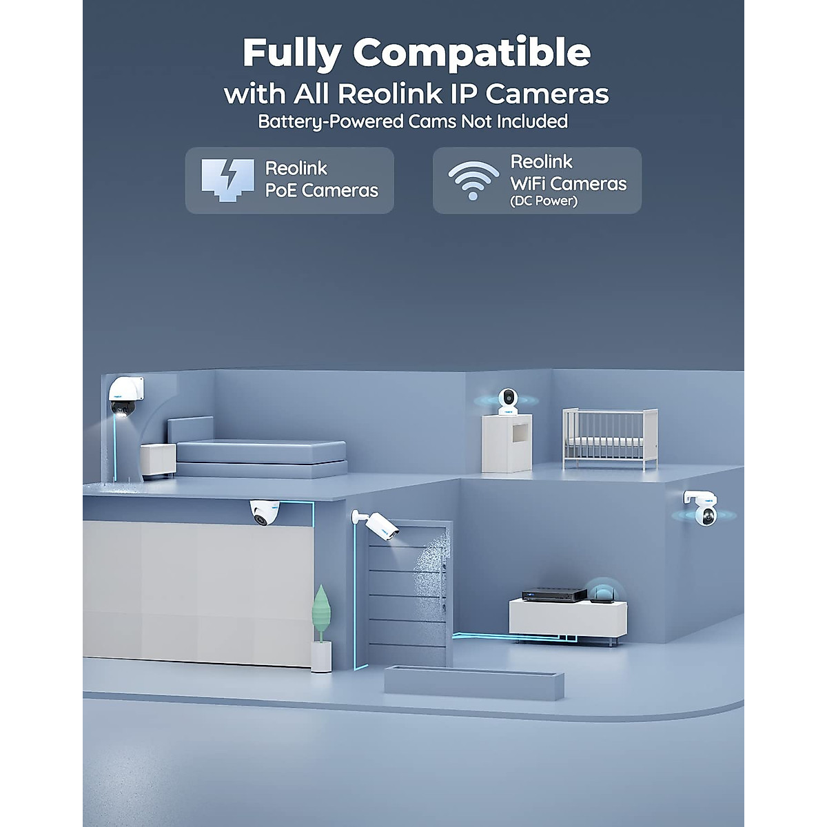 REOLINK 5MP PoE IP Cameras RLC-520A (Pack of 2) Bundle 8 Channel PoE NVR 2TB Hard Drive Installed,Outdoor IP Security Surveillance Cameras,100FT Night Vision, Human/Vehicle Detection