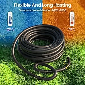 MIXC 50 FT 1/2 Inch Drip Irrigation Tubing Kit:Premium Garden and Landscape Watering System with 4 Quick Connector 4-Way Connector