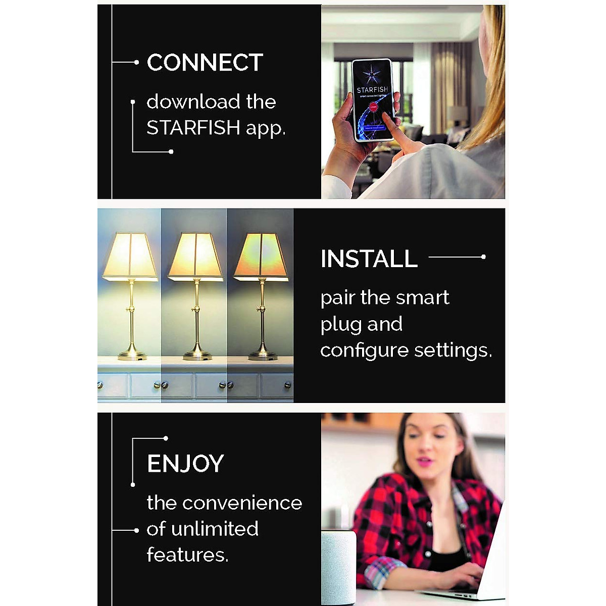 Satco S11270 Starfish 3-Inch On/Off and Dimmer WiFi Smart Plug Outlet, Works with Siri, Alexa, Google Assistant, SmartThings, White