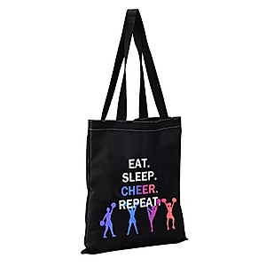 Cheer Gift Eat Sleep Cheer Repeat Cheerleading Tote Bag Cheerleader Gift Cheer Coach Gift Cheer Team Gift for Girl Cheer Bag (cheerleader tote bag)